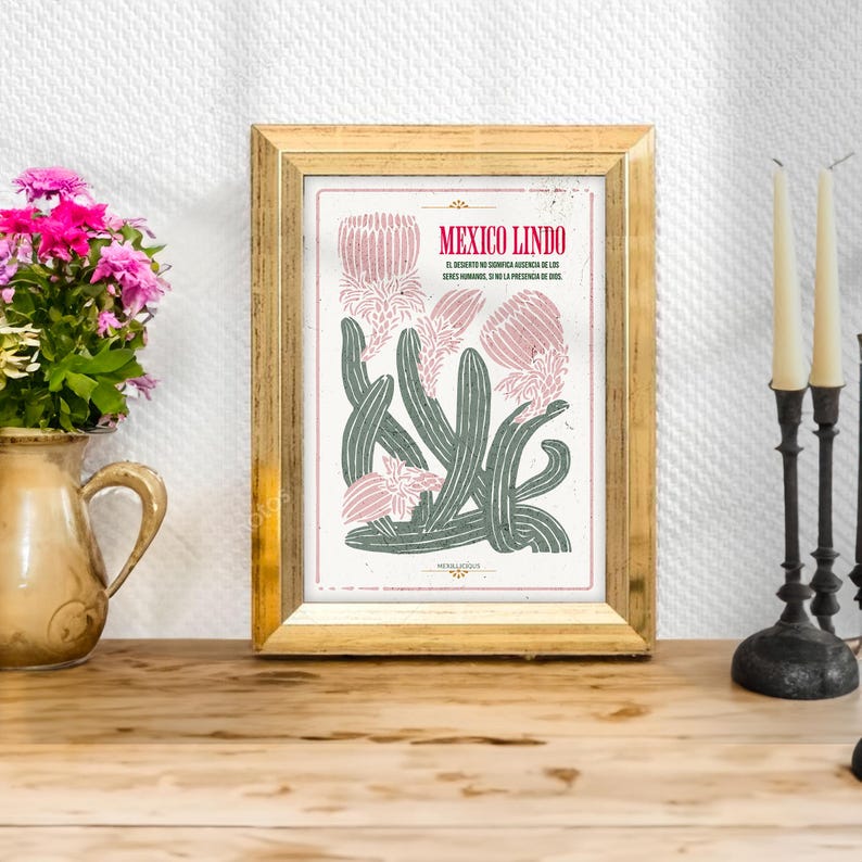 Mexico Lindo Vintage Desert Poster, Latinx Wall Art (digital Download ...