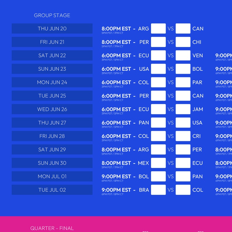 Mexillicious 2024 Copa America Schedule Poster PDF to Fill in Yourself ...