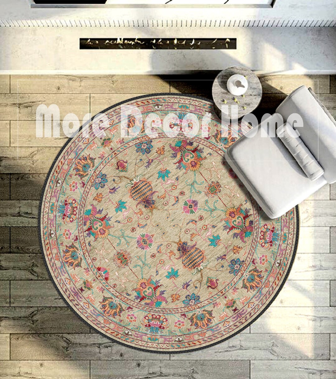 Artistic Turkish Round Rug Exquisite Craftsmanship, Statement Piece ...