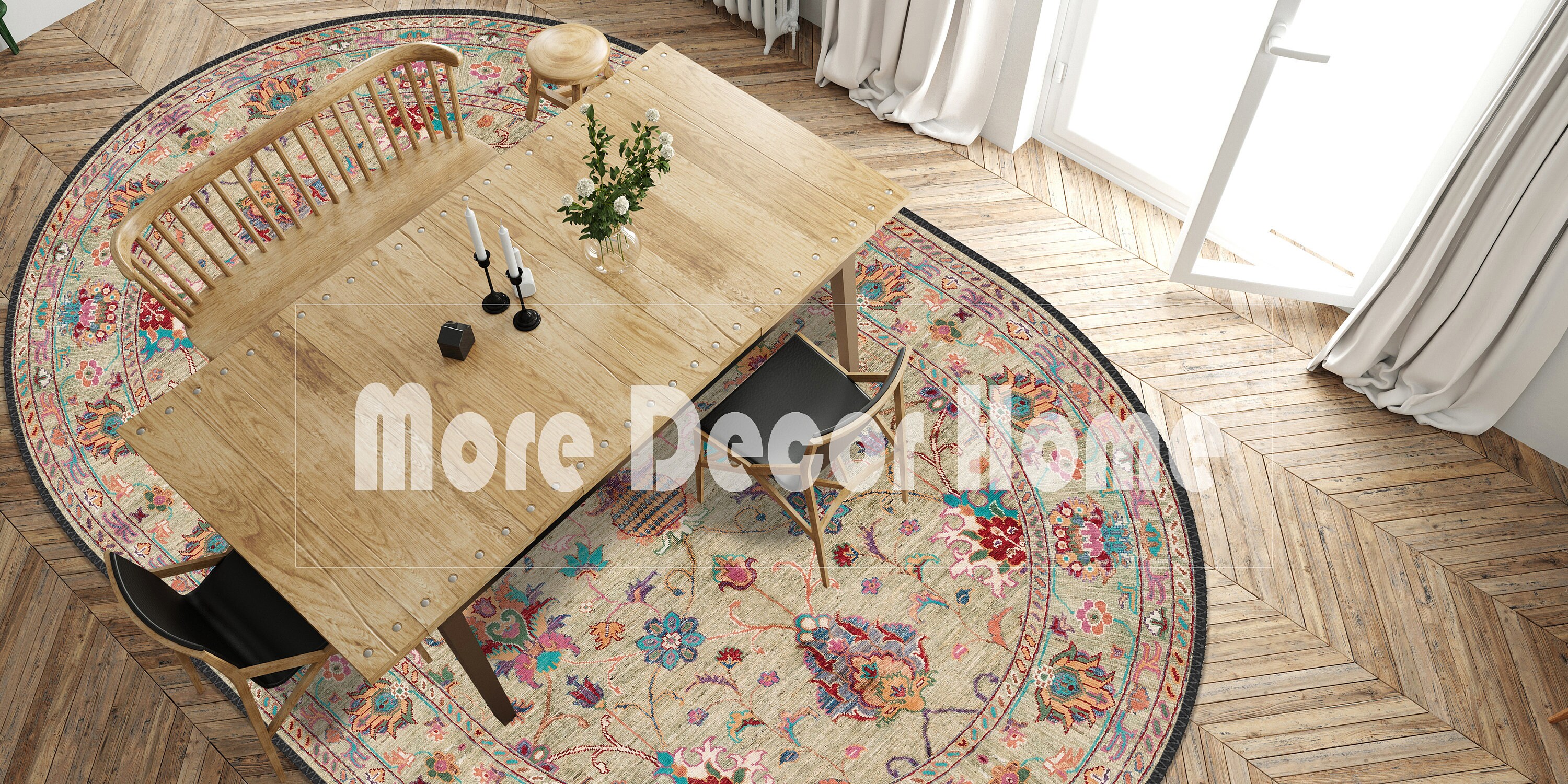 Artistic Turkish Round Rug Exquisite Craftsmanship, Statement Piece ...
