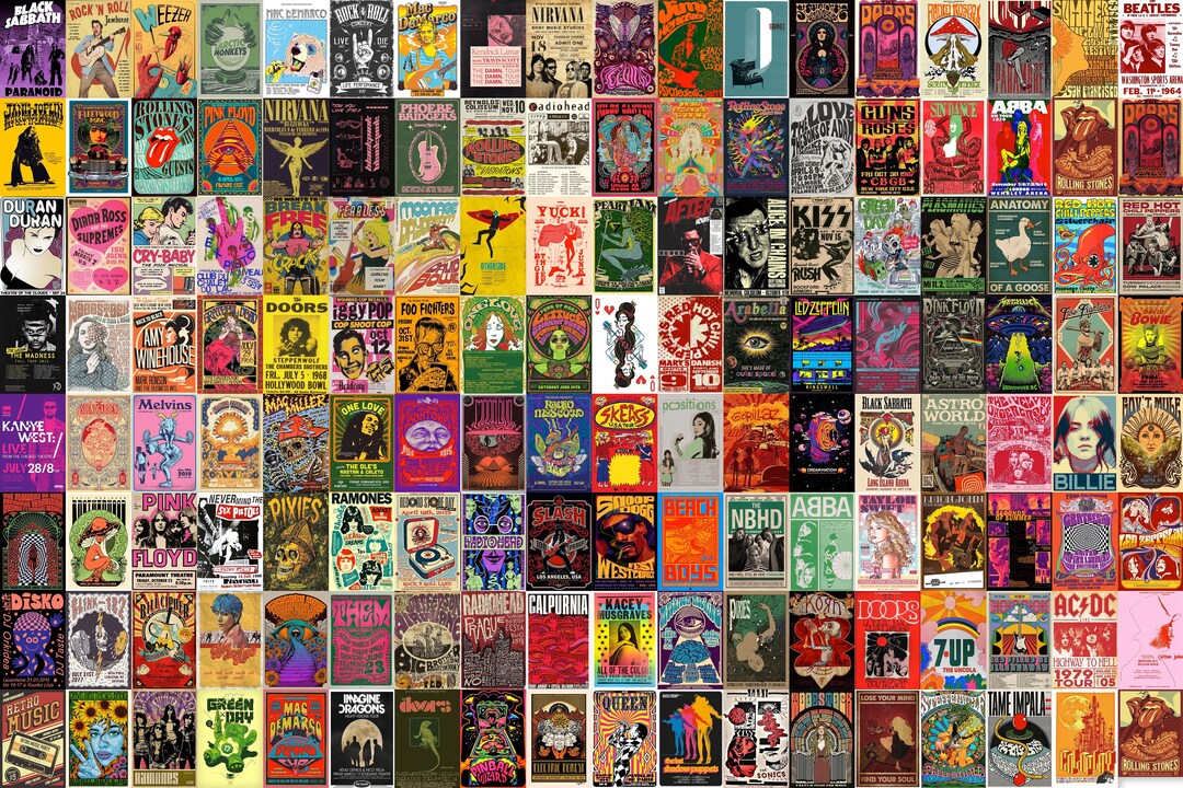 Retro Concert Posters Vintage Music Poster Vintage Wall Collage Kit ...