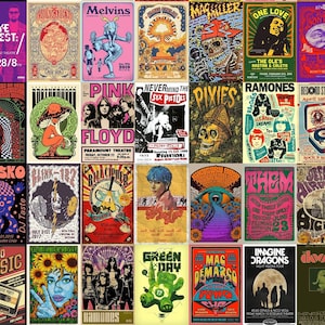 Retro Concert Posters Vintage Music Poster Vintage Wall Collage Kit ...