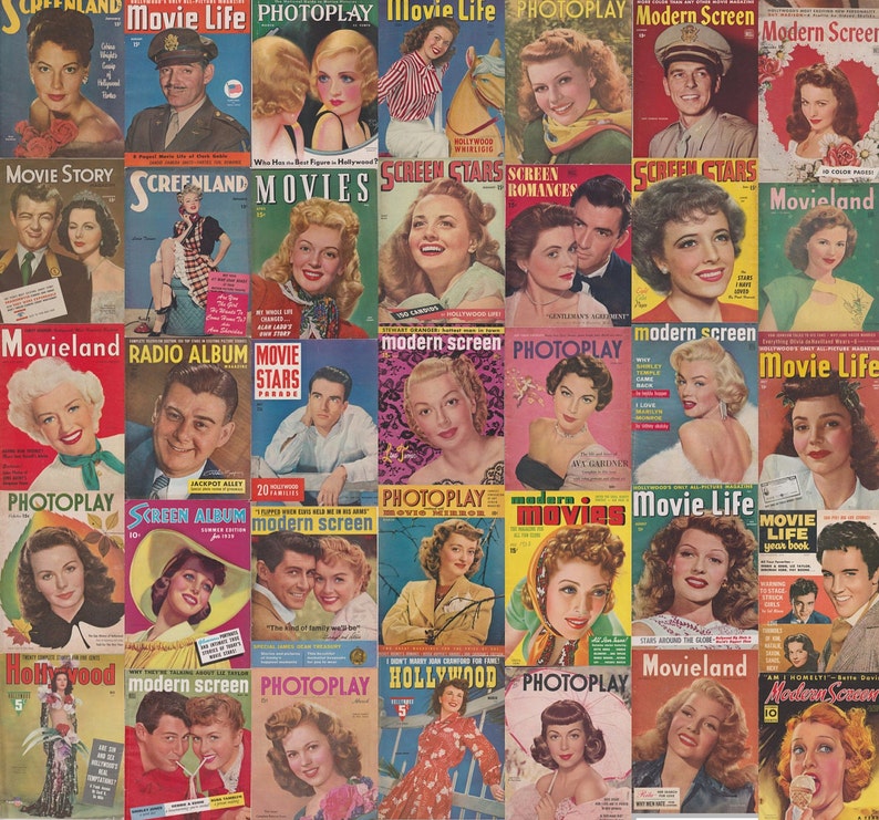 Vintage Movie Magazine Covers, Retro Wall Collage Kit (digital Download ...