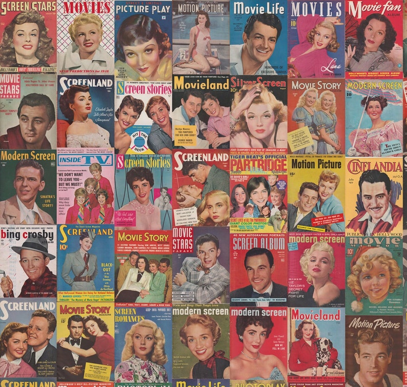 Vintage Movie Magazine Covers, Retro Wall Collage Kit (digital Download ...