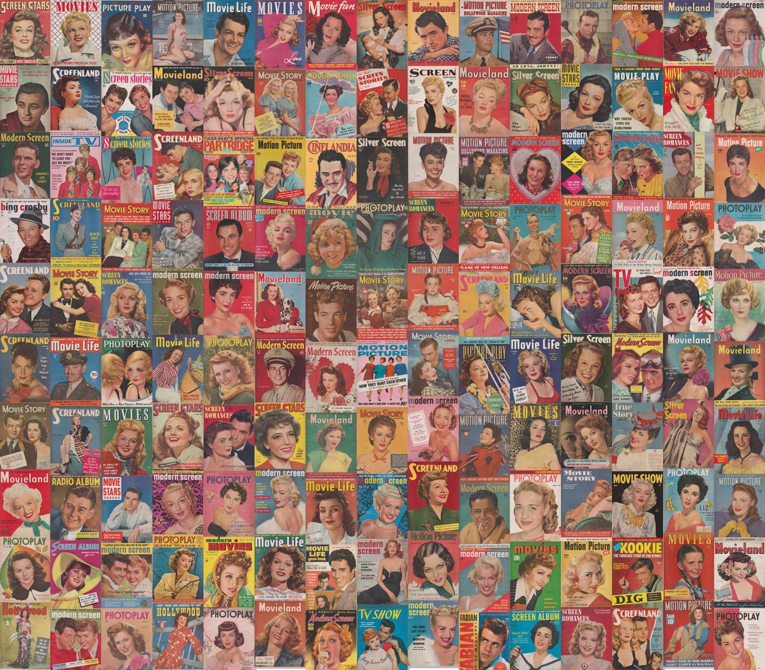 Vintage Movie Magazine Covers, Retro Wall Collage Kit (digital Download ...