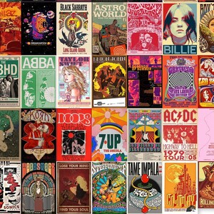 Retro Concert Posters Vintage Music Poster Vintage Wall Collage Kit ...