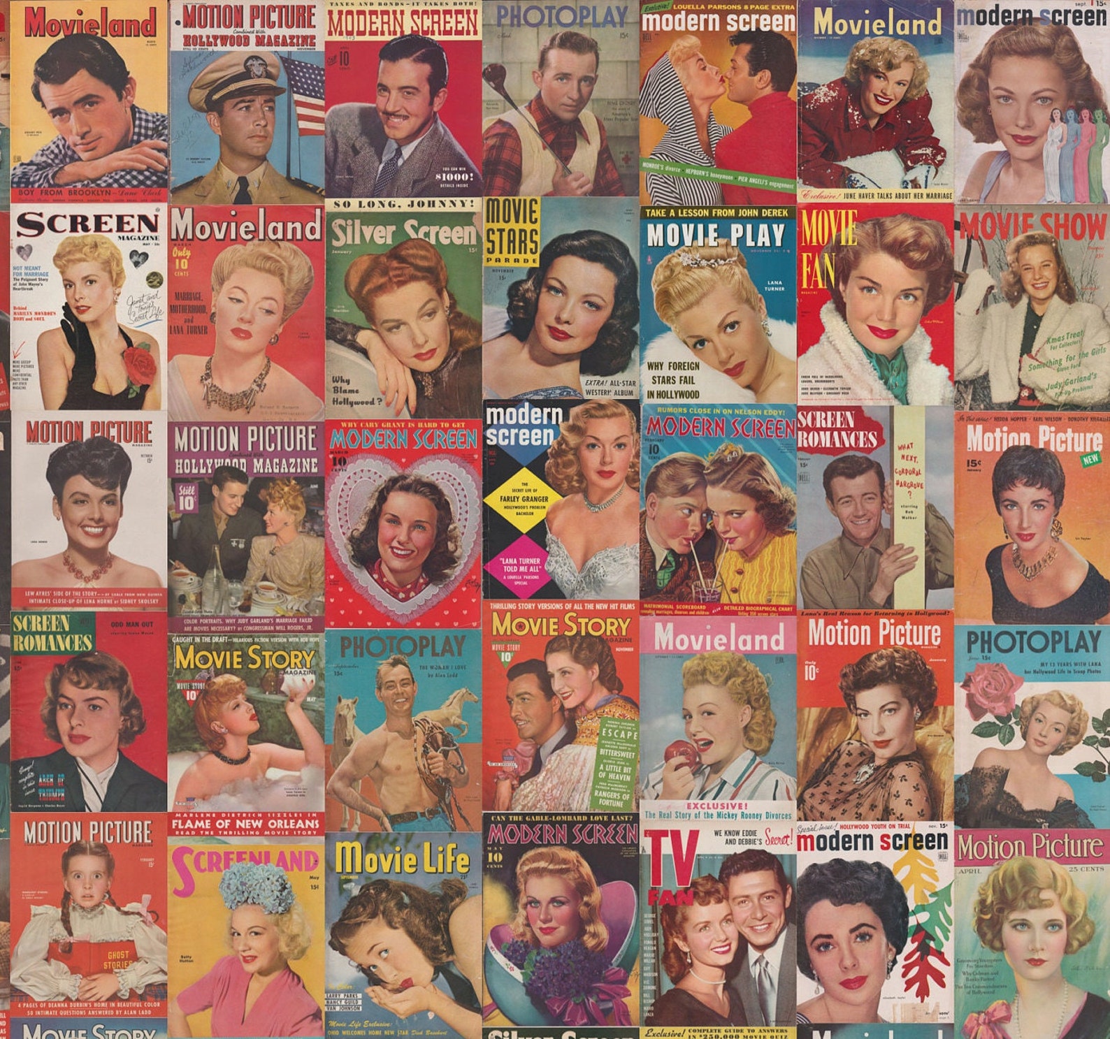 Vintage Movie Magazine Covers, Retro Wall Collage Kit (digital Download ...