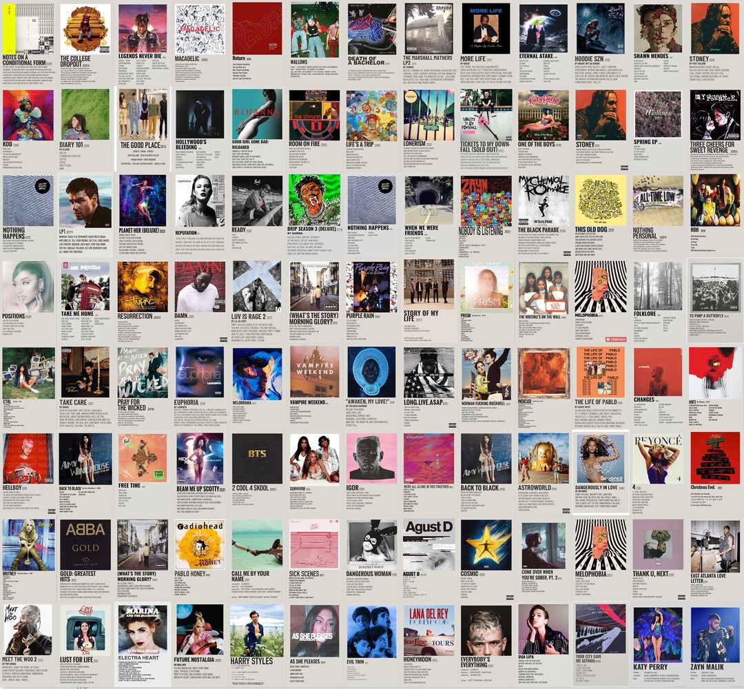 Minimalist Album Cover Poster Collage: Music Wall Art (digital Download ...