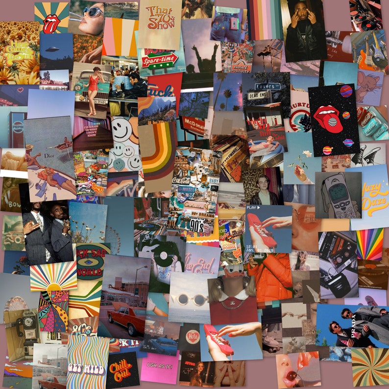 70s Photo Collage Kit, Retro Wall Art (digital Download) - Etsy