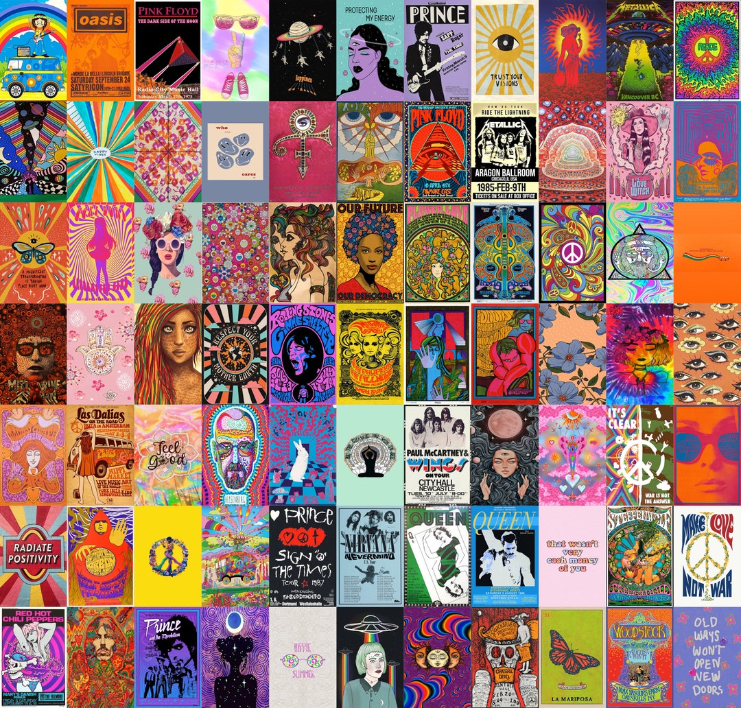 Retro Hippie Music Posters, Indie Wall Art (digital Download 375 Jpgs ...