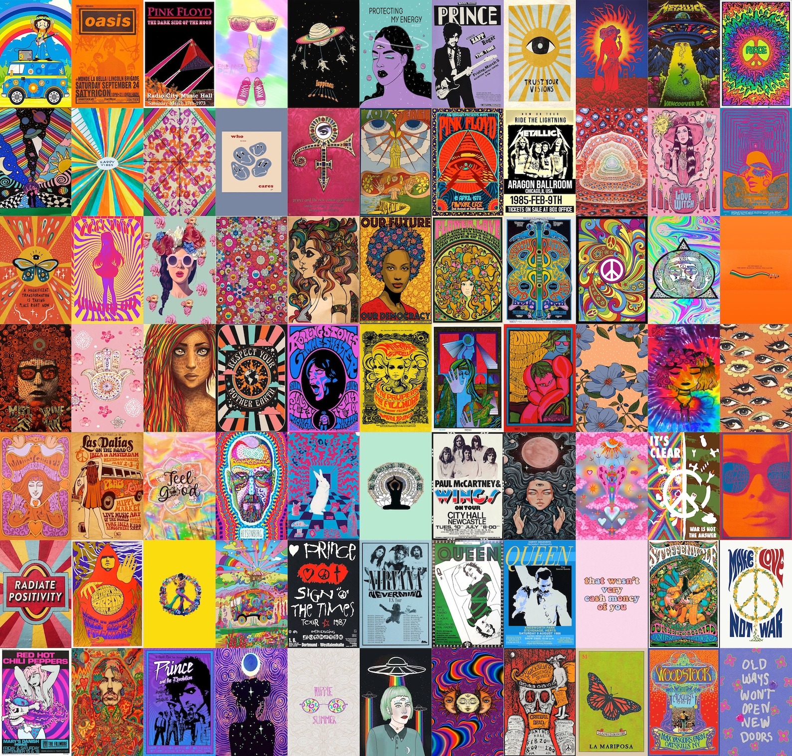 375 PCS Hippie Wall Collage Kit Hippie Indie Decor Digital Download ...