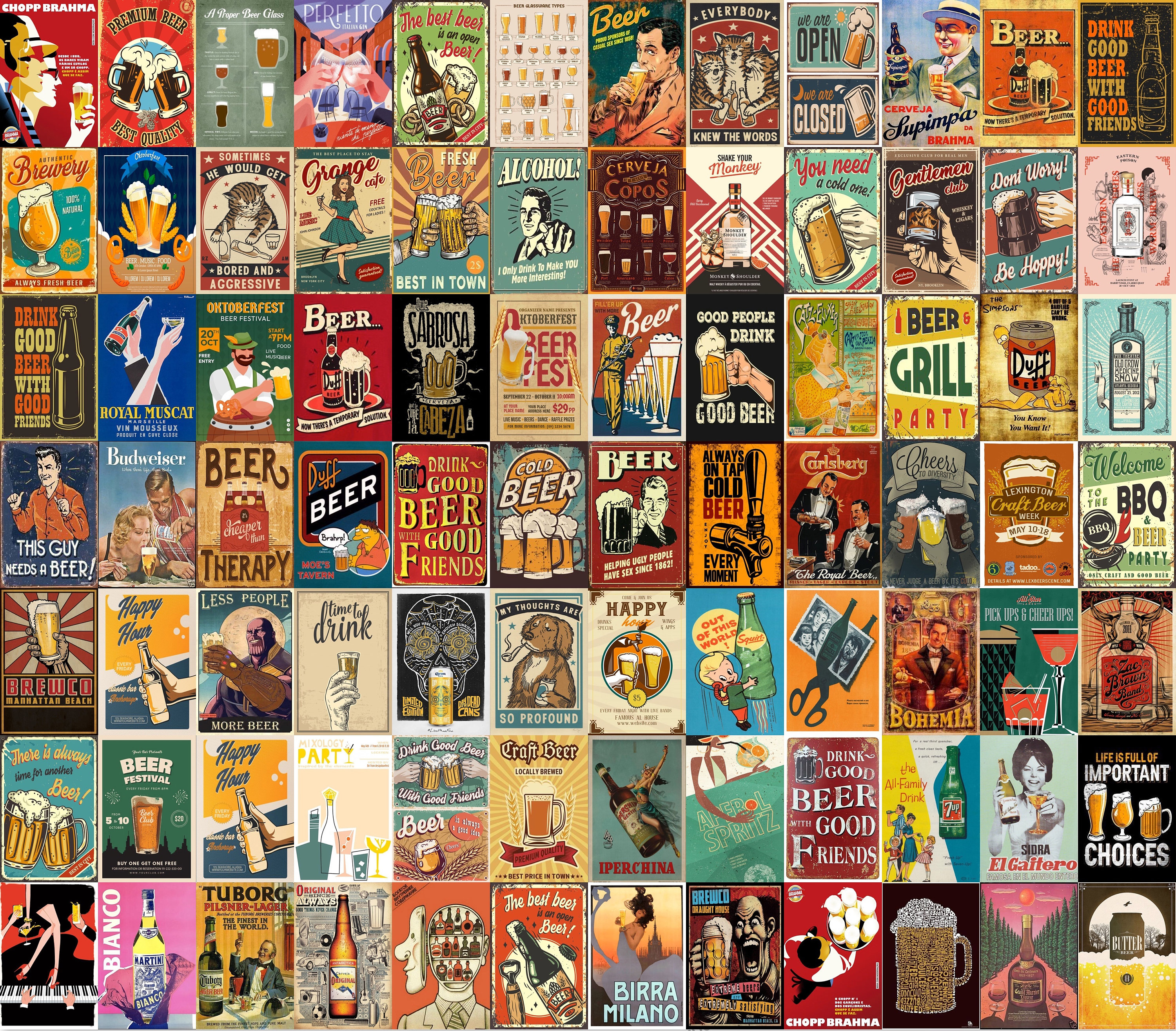 Retro Beer Advertisements Collage Kit, Vintage Bar Art (digital ...