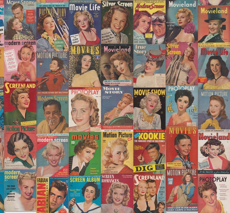 Vintage Movie Magazine Covers, Retro Wall Collage Kit (digital Download ...