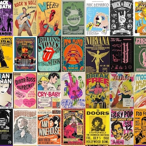 Retro Concert Posters Vintage Music Poster Vintage Wall Collage Kit ...