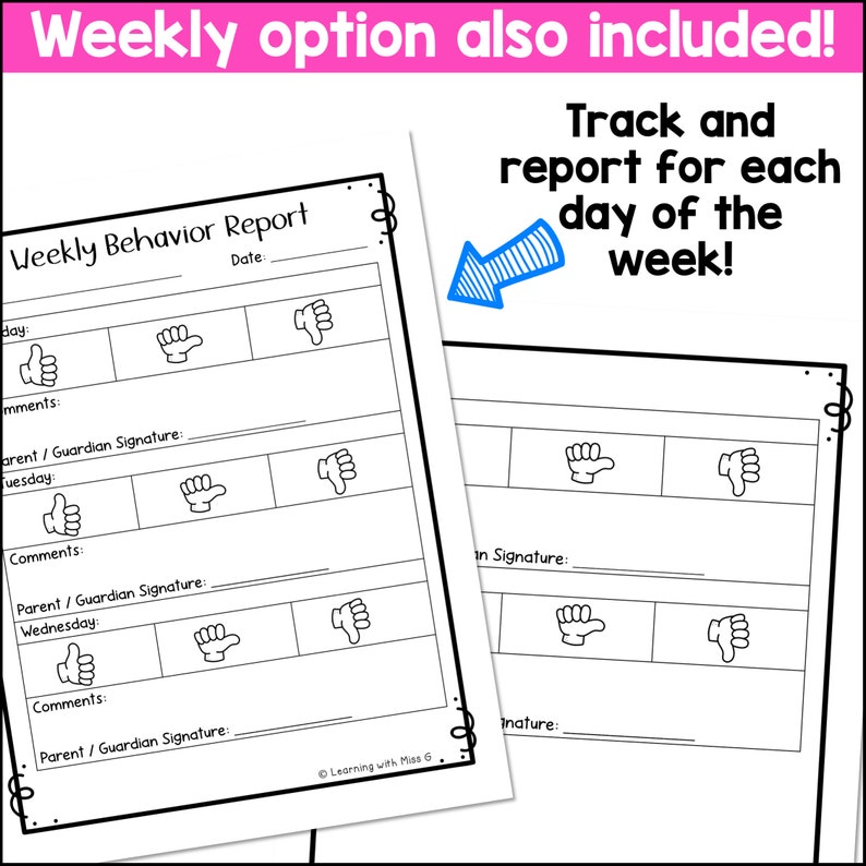 Daily and Weekly Behavior Chart | Parent Communication Log - Etsy