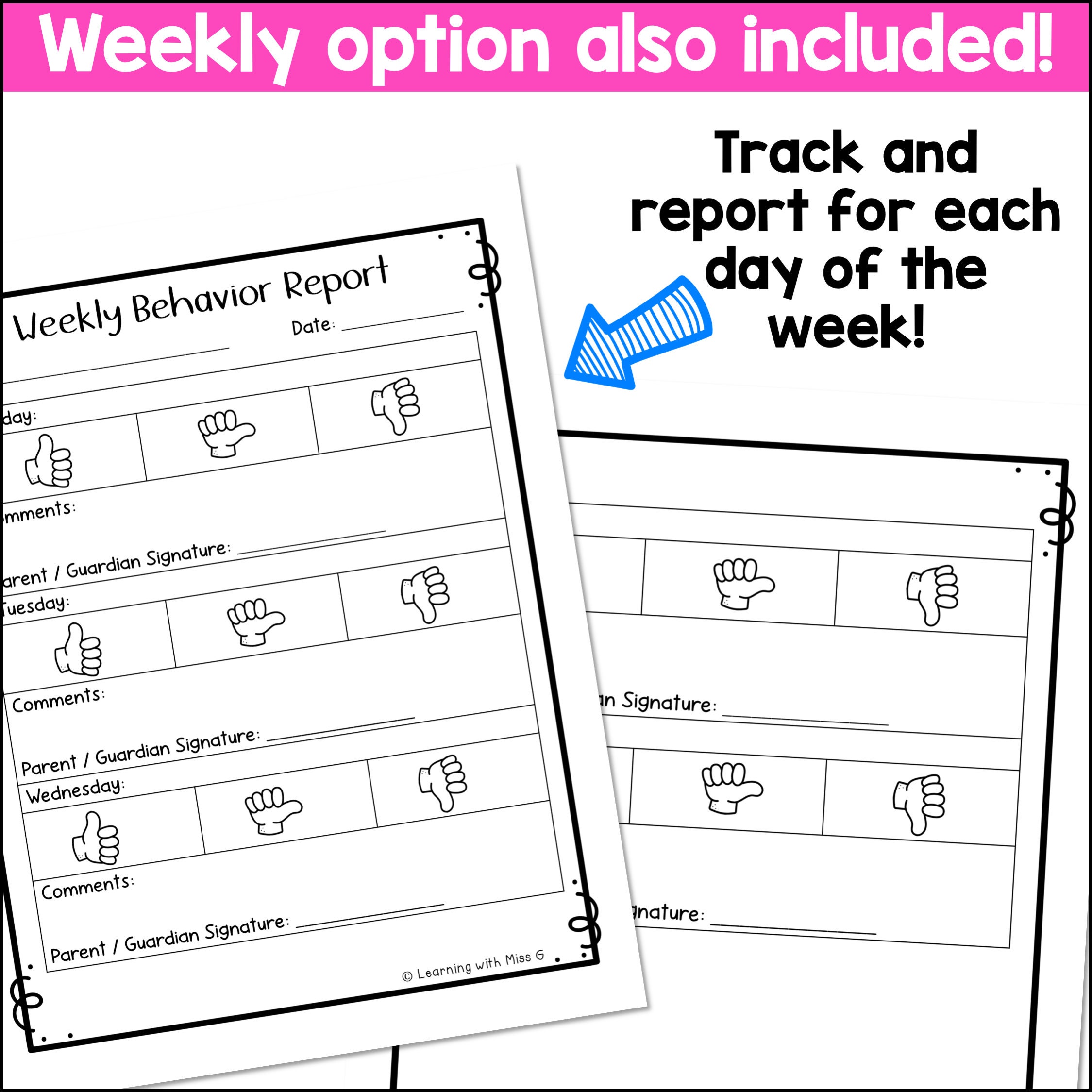 Daily and Weekly Behavior Chart | Parent Communication Log - Etsy