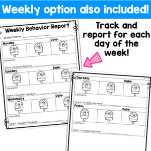 Daily and Weekly Student Behavior Charts for Parent Communication With ...