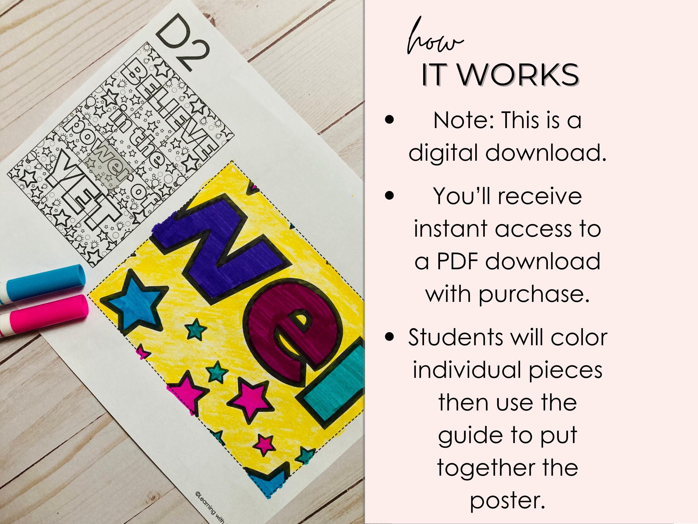 Growth Mindset Collaborative Coloring Poster -believe in the Power of ...