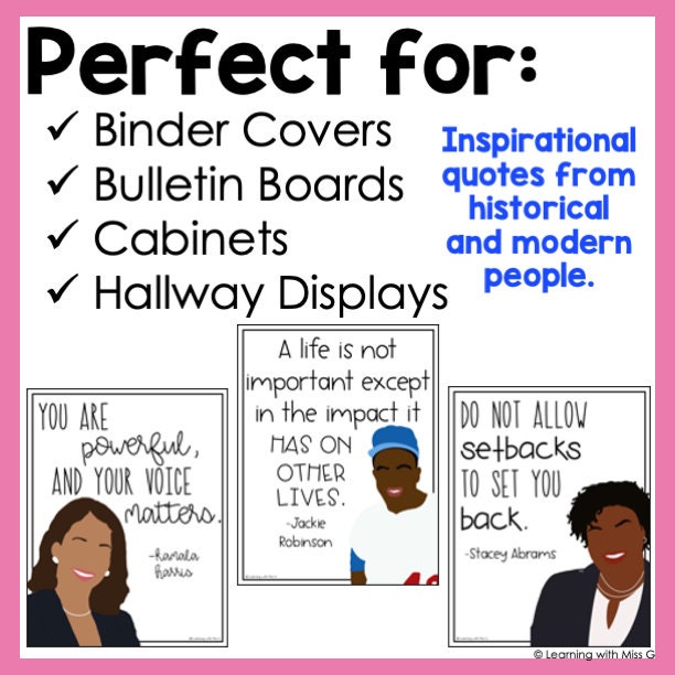 Black History Month Classroom Decor Quote Posters - Famous African ...