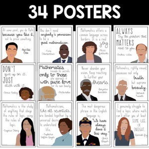 Diverse and Famous Mathematicians Bulletin Board Posters | Classroom ...