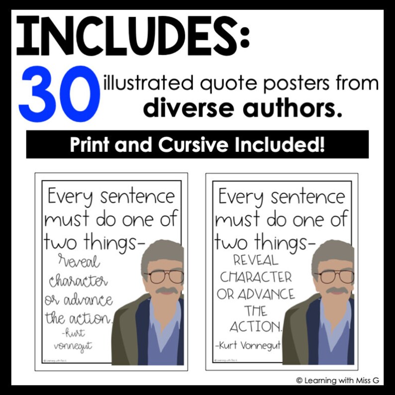 Famous Authors Bulletin Board Posters Classroom Decor - Etsy
