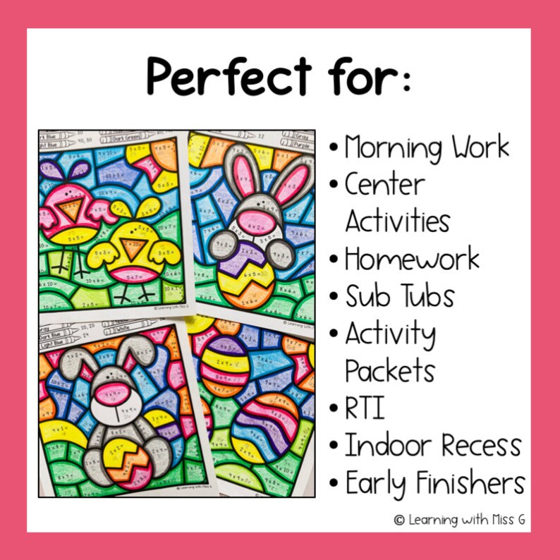 Easter Multiplication Color by Number Worksheets Spring Math Coloring ...