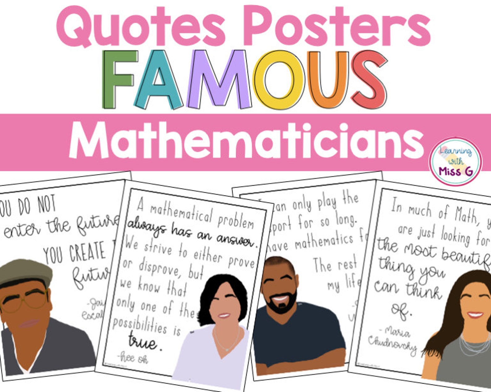 Diverse and Famous Mathematicians Bulletin Board Posters | Classroom ...