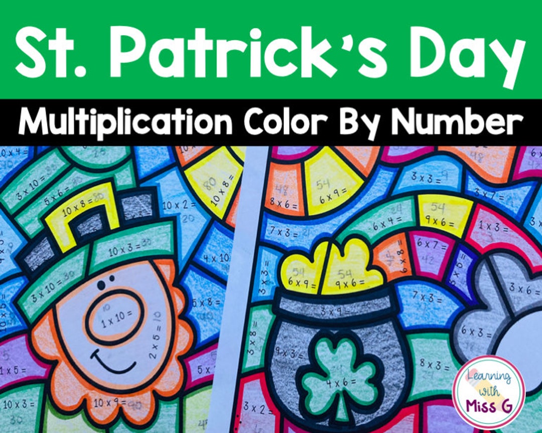 St Patrick's Day Multiplication Color by Number Worksheets - Math ...