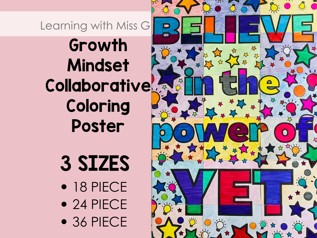 Growth Mindset Collaborative Coloring Poster -believe in the Power of ...