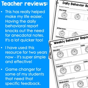 Daily and Weekly Student Behavior Charts for Parent Communication With ...