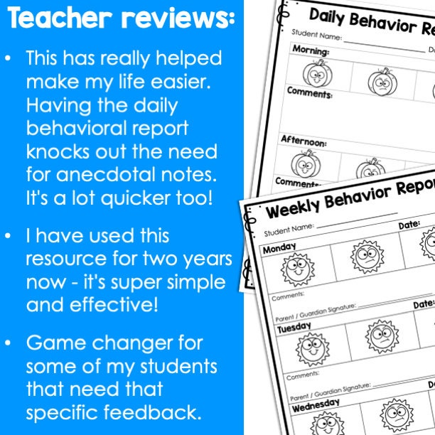 Daily and Weekly Student Behavior Charts for Parent Communication With ...