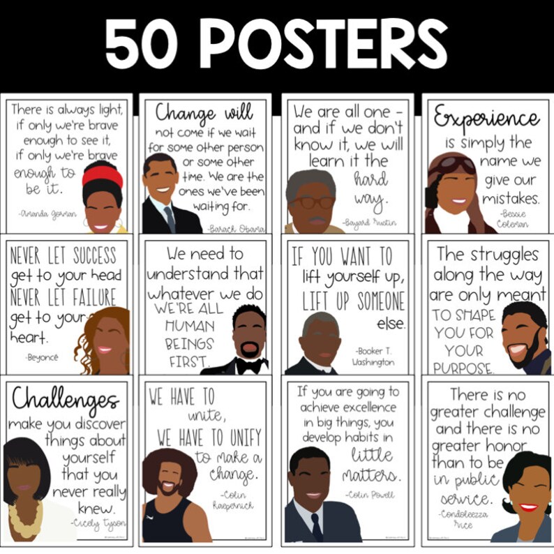 Black History Month Classroom Decor Quote Posters Famous - Etsy