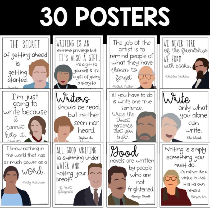 Famous Authors Bulletin Board Posters Classroom Decor - Etsy