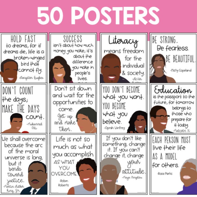 Black History Month Classroom Decor Quote Posters - Famous African ...