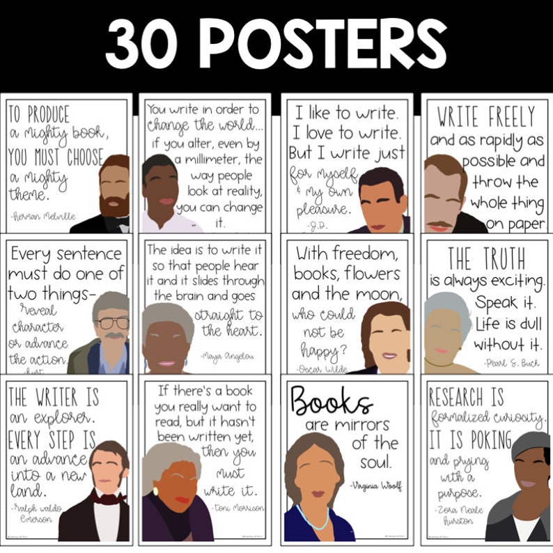 Famous Authors Bulletin Board Posters Classroom Decor - Etsy