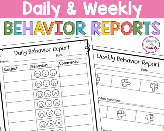 Daily Behavior Chart By Subject