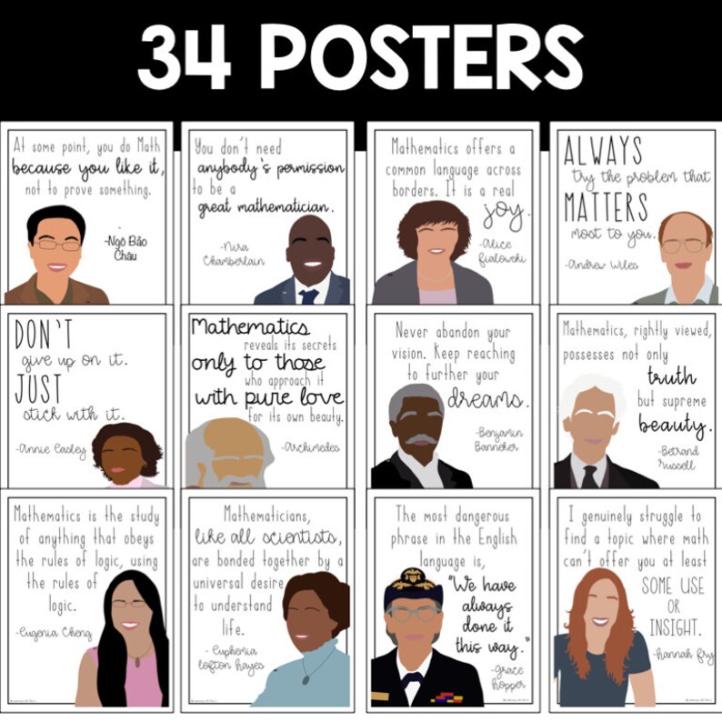 Diverse and Famous Mathematicians Bulletin Board Posters - Etsy