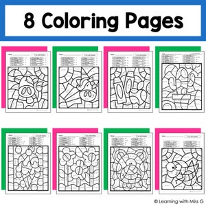Adding With Doubles Color by Number Worksheets | Math Coloring Pages - Etsy