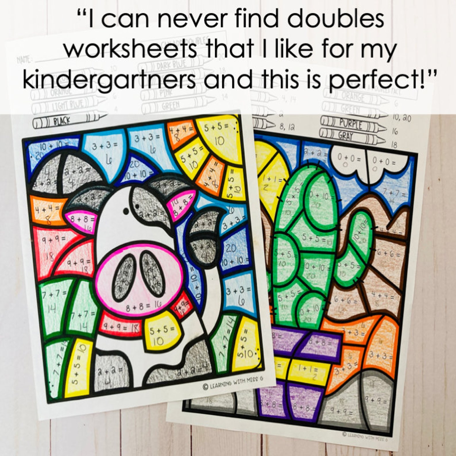 Adding With Doubles Color by Number Worksheets | Math Coloring Pages - Etsy