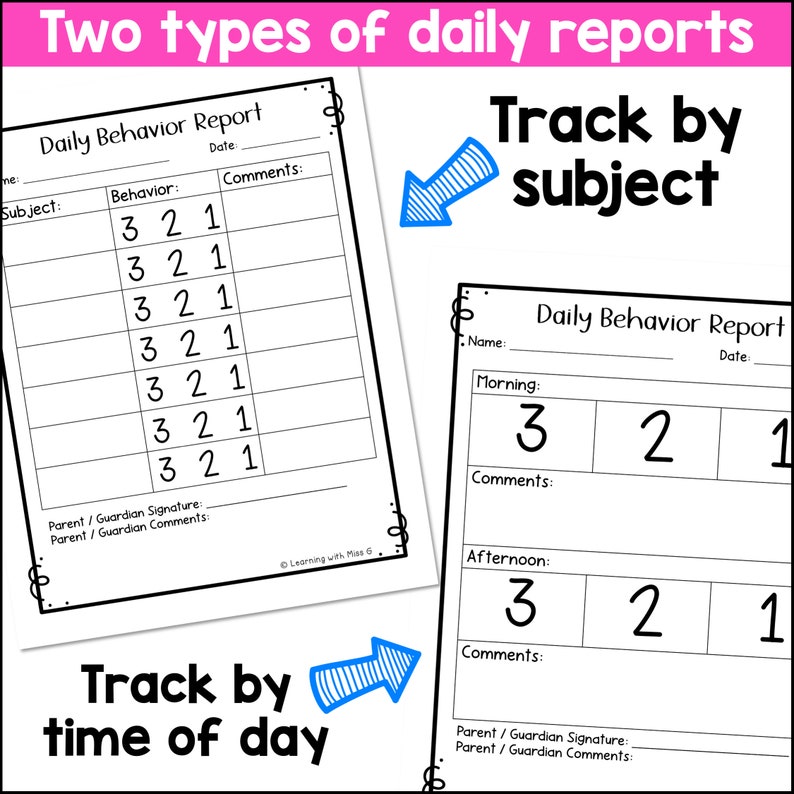 Daily and Weekly Behavior Chart | Parent Communication Log - Etsy