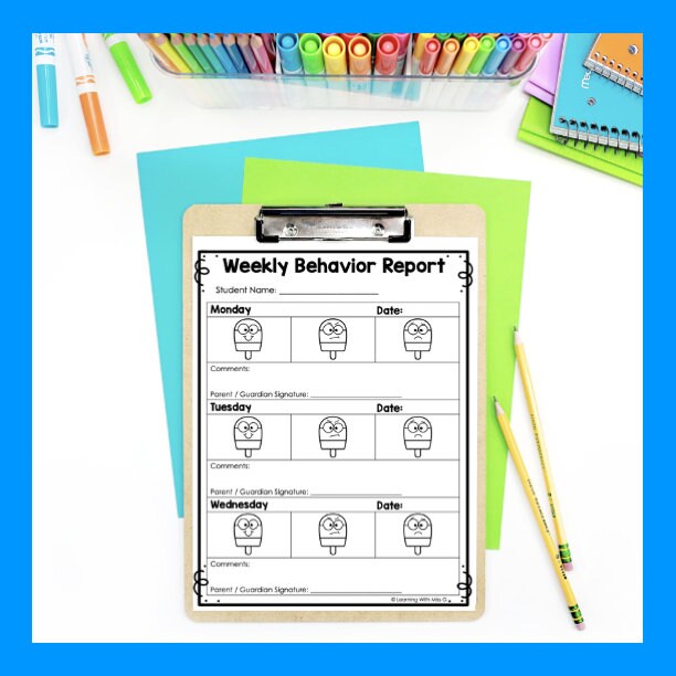 Daily and Weekly Student Behavior Charts for Parent Communication With ...