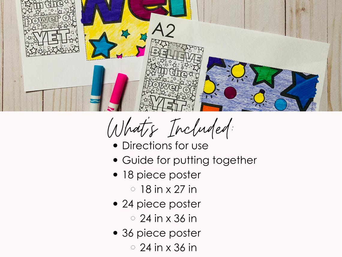 Growth Mindset Collaborative Coloring Poster -believe in the Power of ...