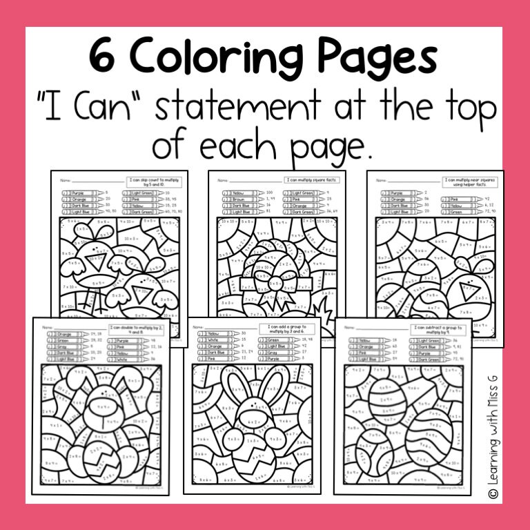 Easter Multiplication Color by Number Worksheets Spring Math Coloring ...