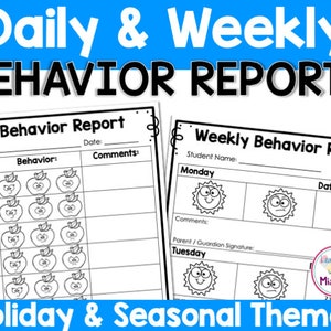 Daily and Weekly Student Behavior Charts for Parent Communication With ...