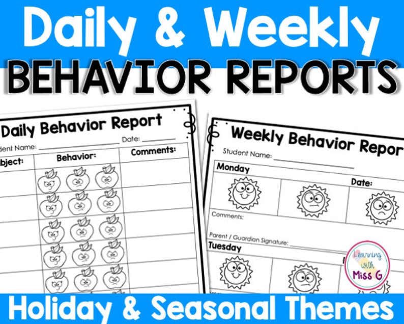 Daily and Weekly Student Behavior Charts for Parent Communication With ...
