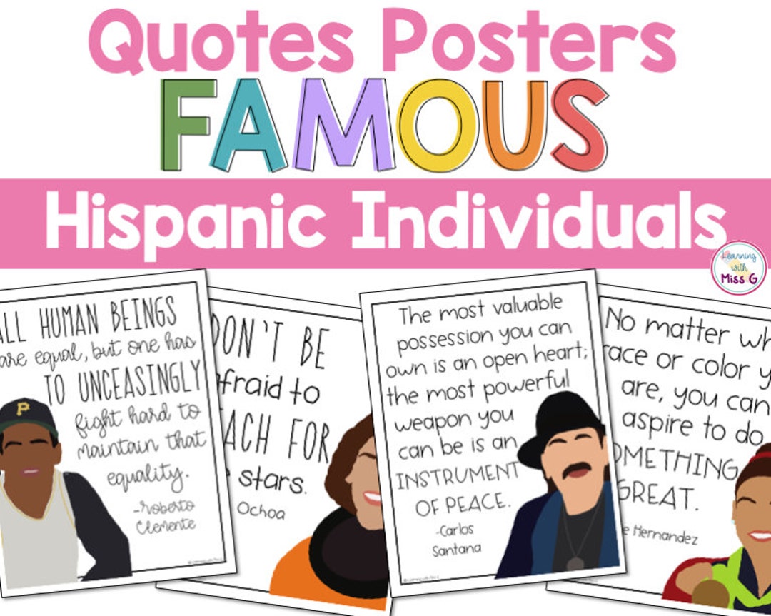 Hispanic Heritage Month Bulletin Board Quote Posters Famous Latinx ...
