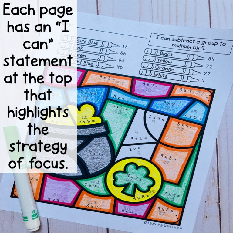 Hojas De Trabajo De Multiplicación De San Patricio Matematicas Para