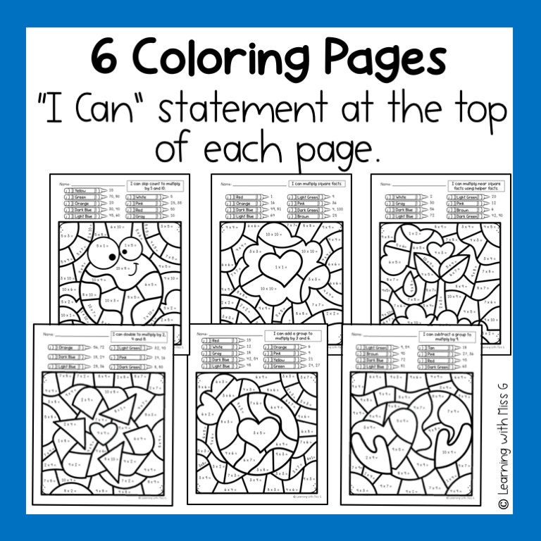 Earth Day Multiplication Color by Number Worksheets | Spring Coloring ...