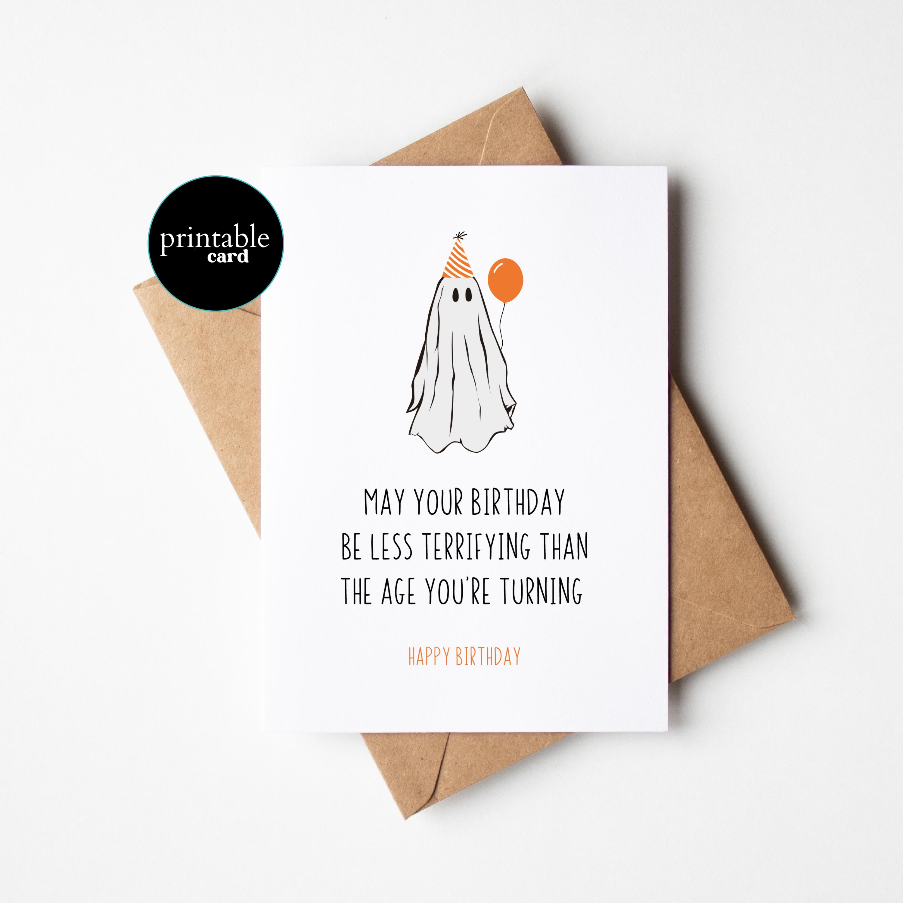 Funny Halloween Birthday Card: Terrifying Age Ghost (digital Download ...