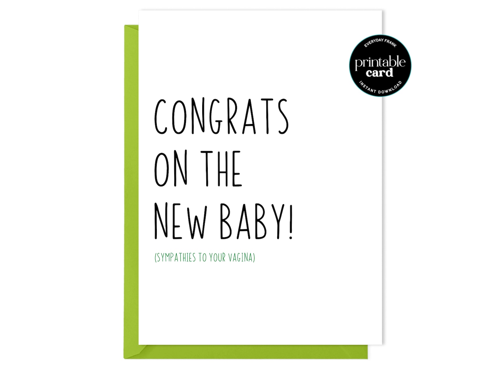 PRINTABLE New Baby Card, Congratulations Card, Funny Baby Shower, New ...